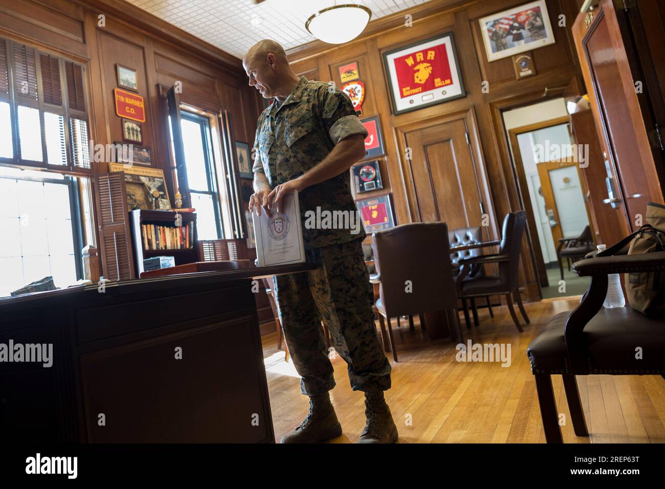 U.S. Marine Brig. Gen. Walker Field stands in his office in Barrow Hall ...