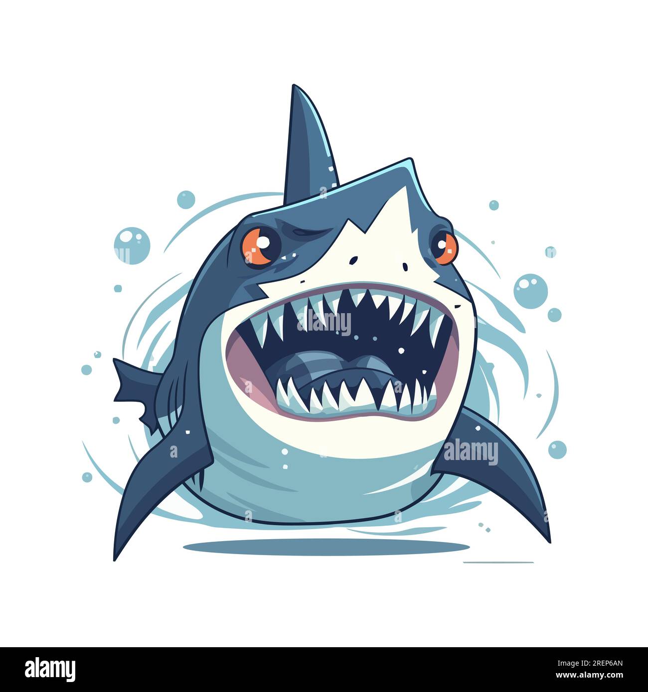 Angry blue shark logo icon. Image of angry shark isolated on white ...