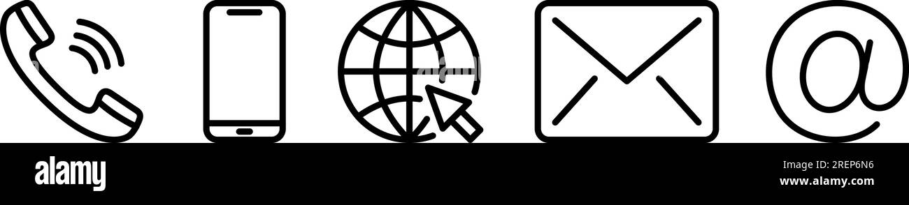 Linear Phone, Mail, Mobile, Go to WEB and Address icons as contact ...