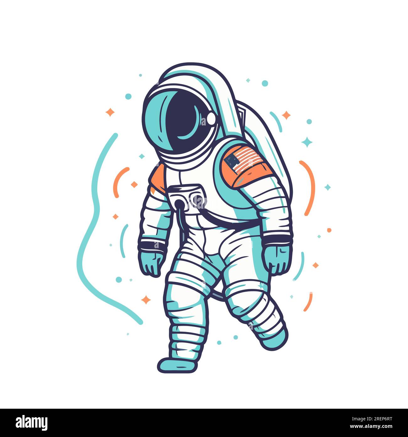 Astronaut in spacesuit fling. Cute drawing astronaut. Vector ...