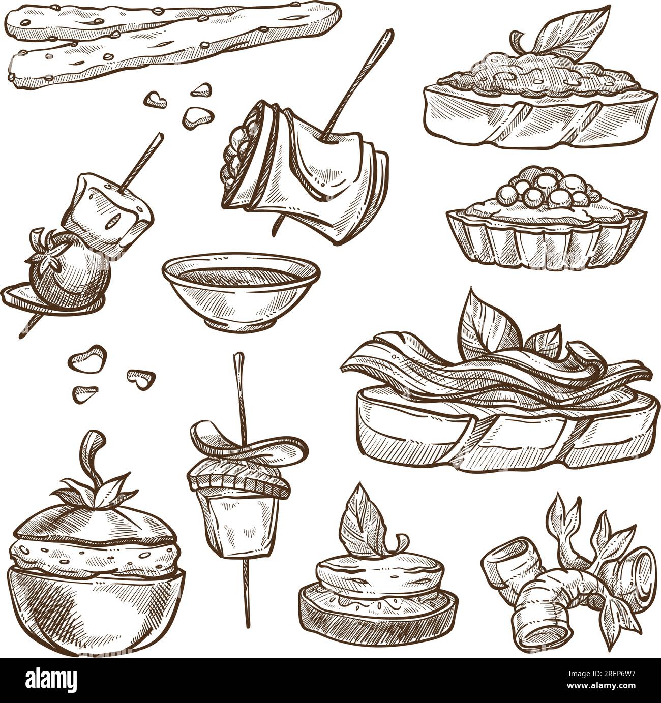 Canapes and starters, appetizers and sandwiches Stock Vector Image ...