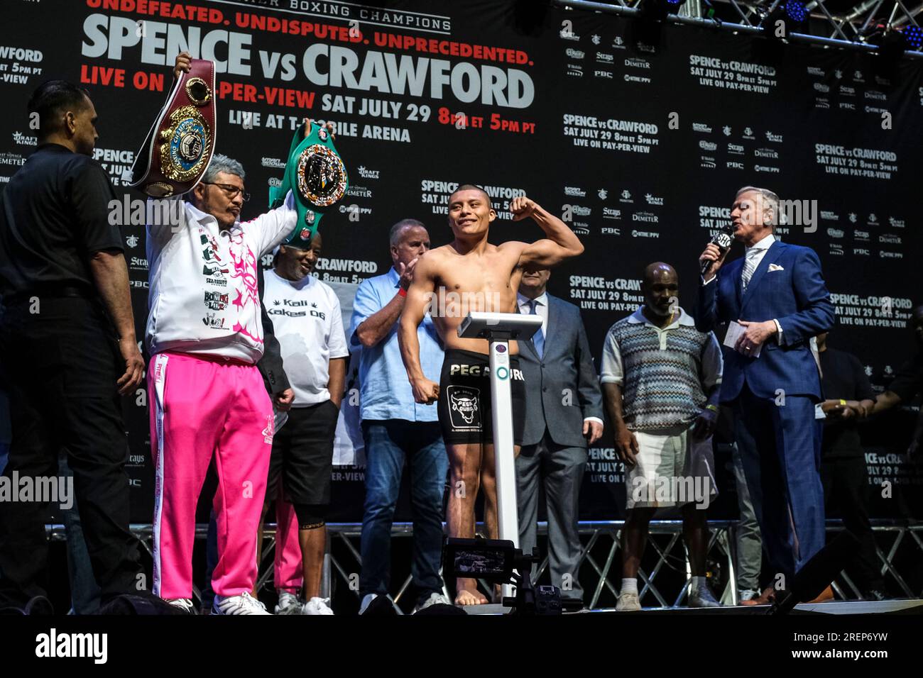 Las Vegas, Nevada, USA. 28th July, 2023. Isaac ""˜Pitbull' Cruz weighs ...