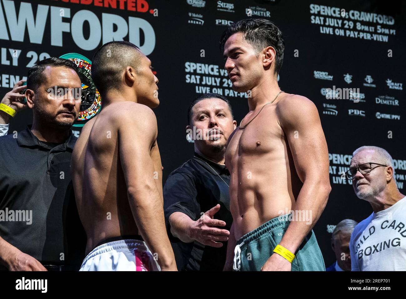 Las Vegas, Nevada, USA. 28th July, 2023. Isaac ""˜Pitbull' Cruz weighs ...
