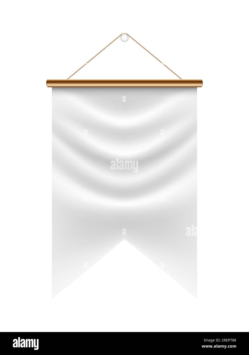 pennant flag mock up, blank vertical banner on flagpole. Vector ...