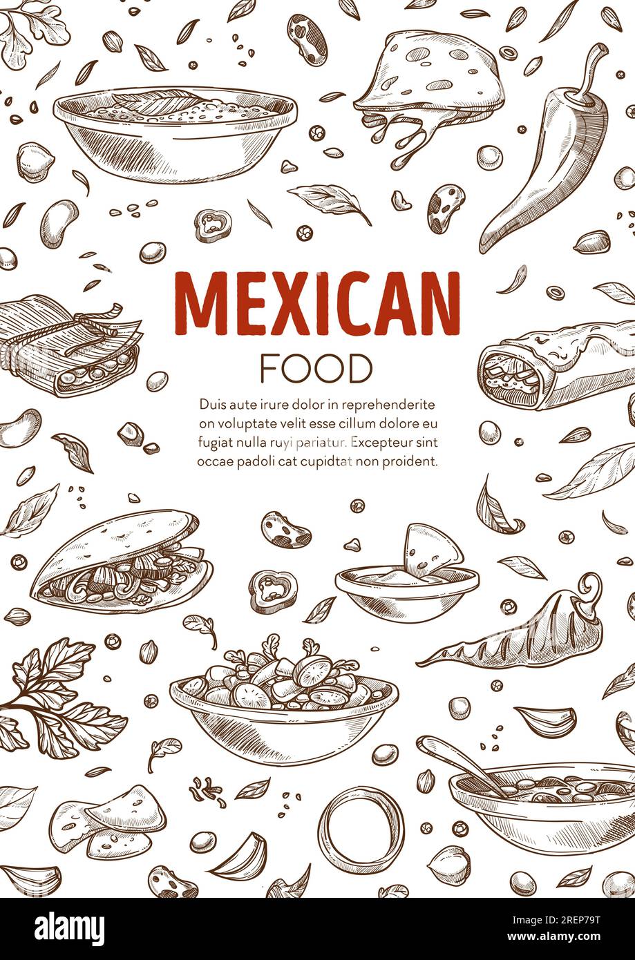 Mexican food menu, burrito and spicy dishes vector Stock Vector Image ...