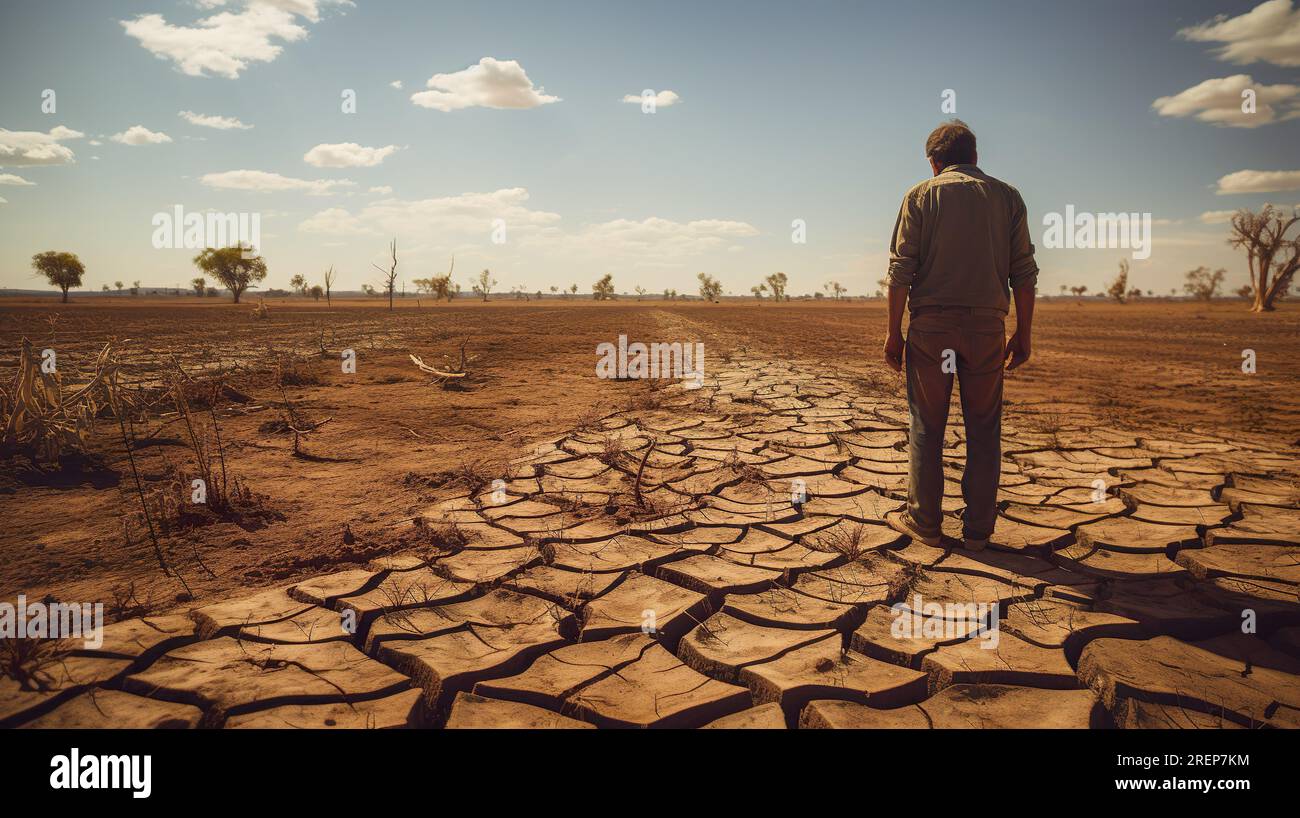 A drought, representing a solution to the impact of climate change in ...