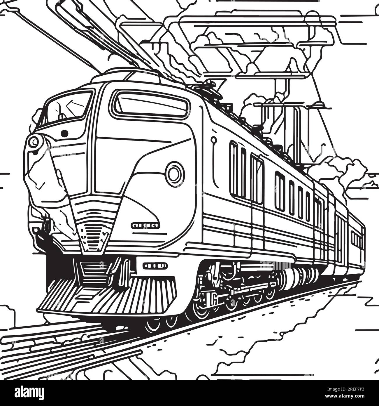 Vector Line Art Train In Motion Train Line Drawing Clip Art Stock