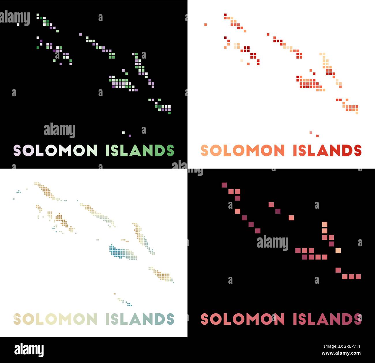 Solomon Islands map. Collection of maps of Solomon Islands in dotted ...