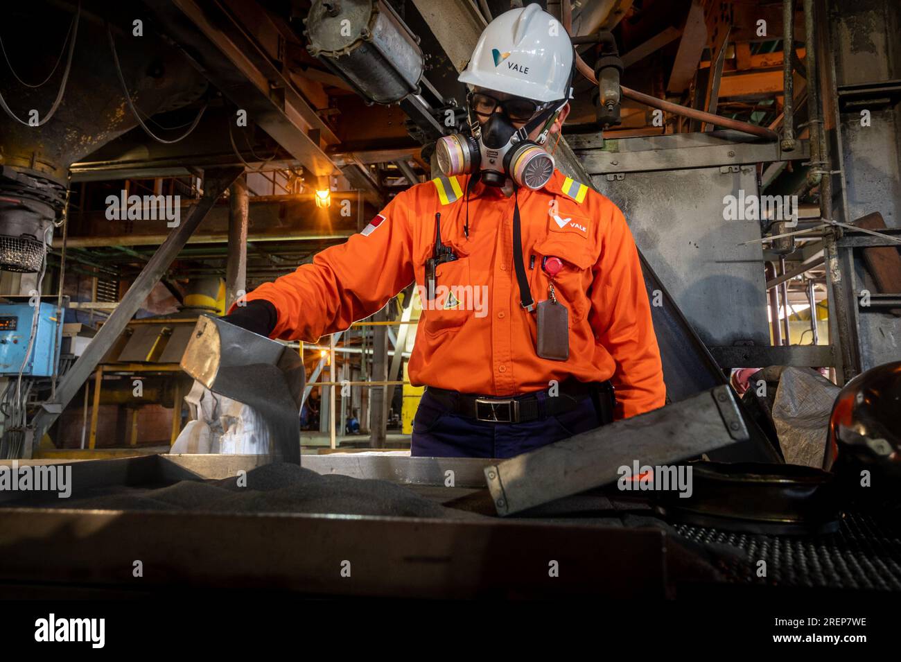 Soroako, Indonesia. 28th July, 2023. A worker observes the nickel which ...
