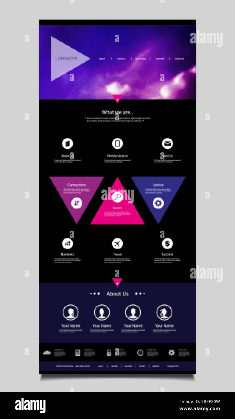 One Page Website Template with Unique Design - Triangles Stock Vector ...