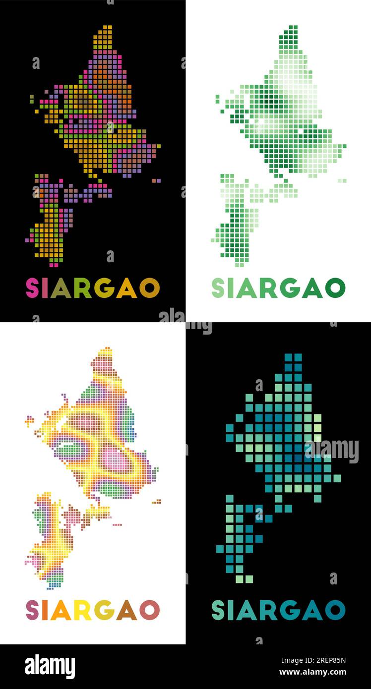Siargao map. Collection of maps of Siargao in dotted style. Borders of ...