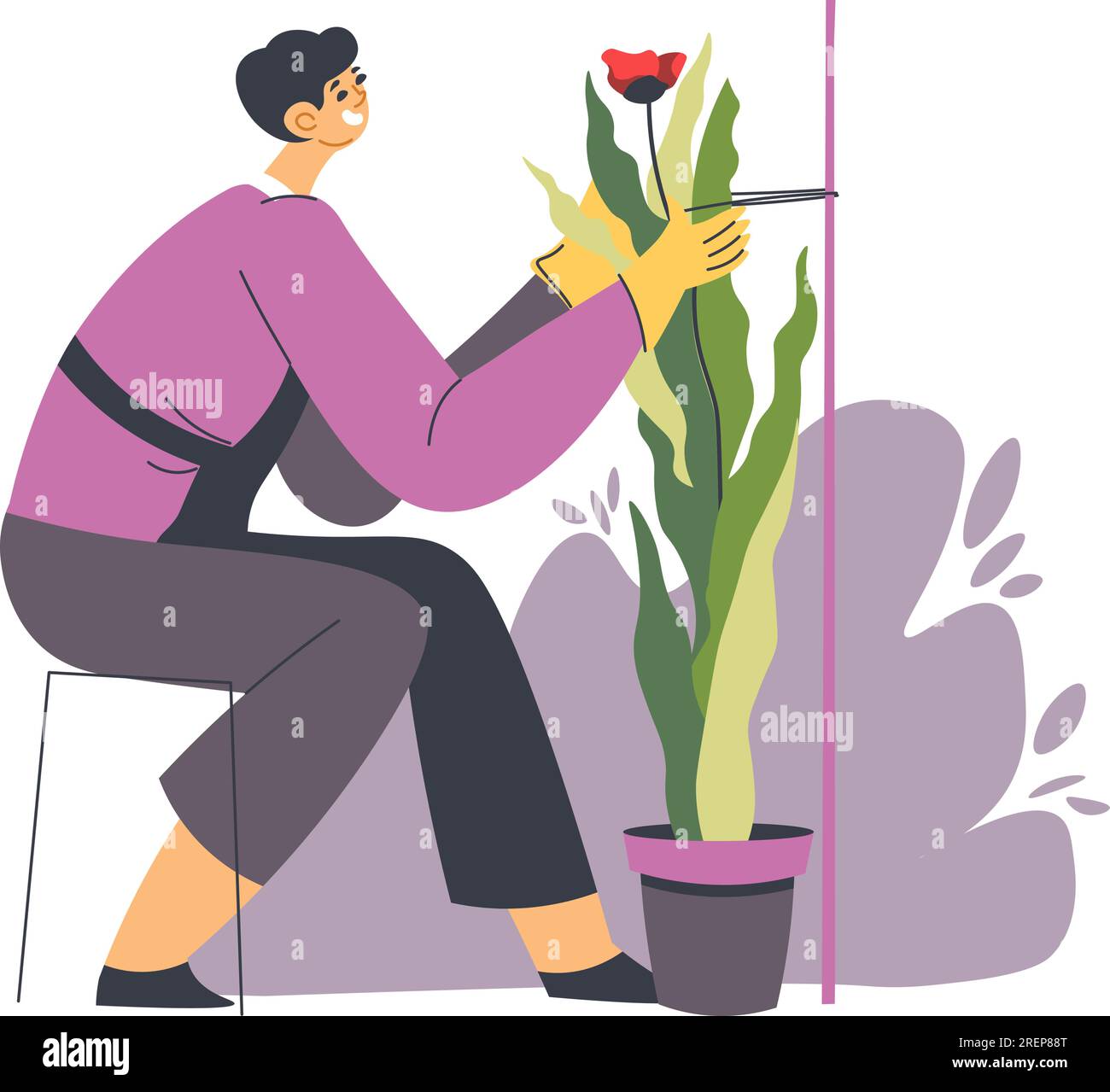 Gardener tending plants Stock Vector Images - Alamy