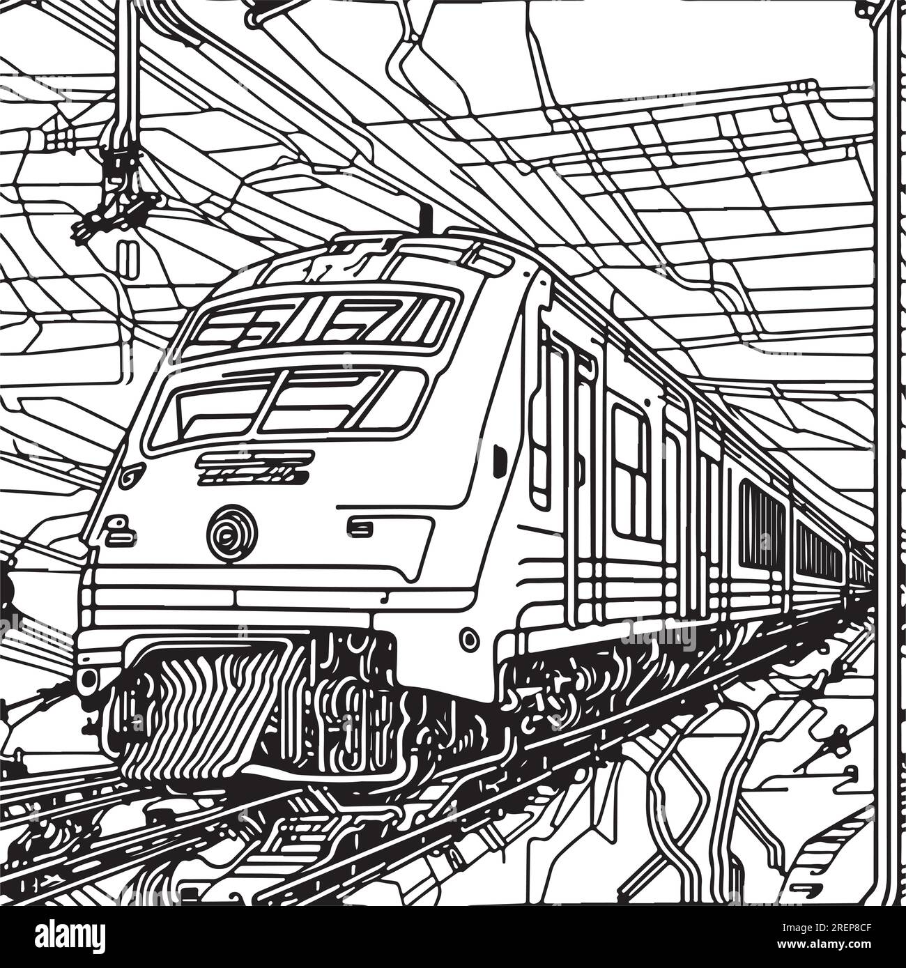 Steam train in the landscape Stock Vector Images - Alamy