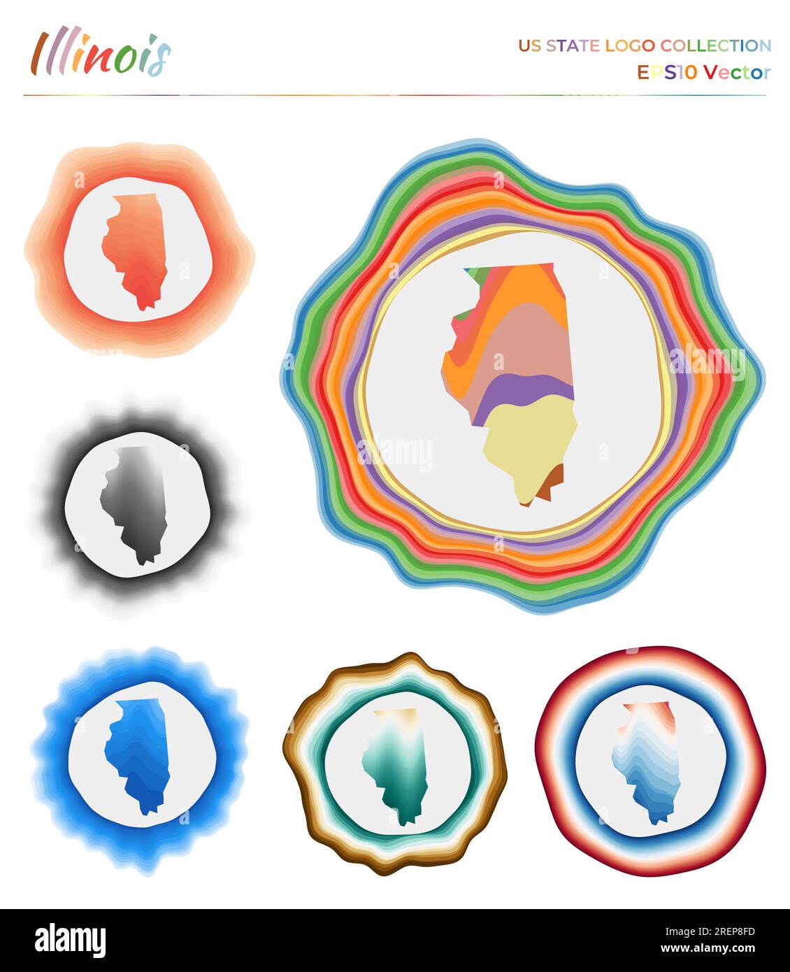 Illinois logo collection. Colorful badge of the US state. Layers around ...