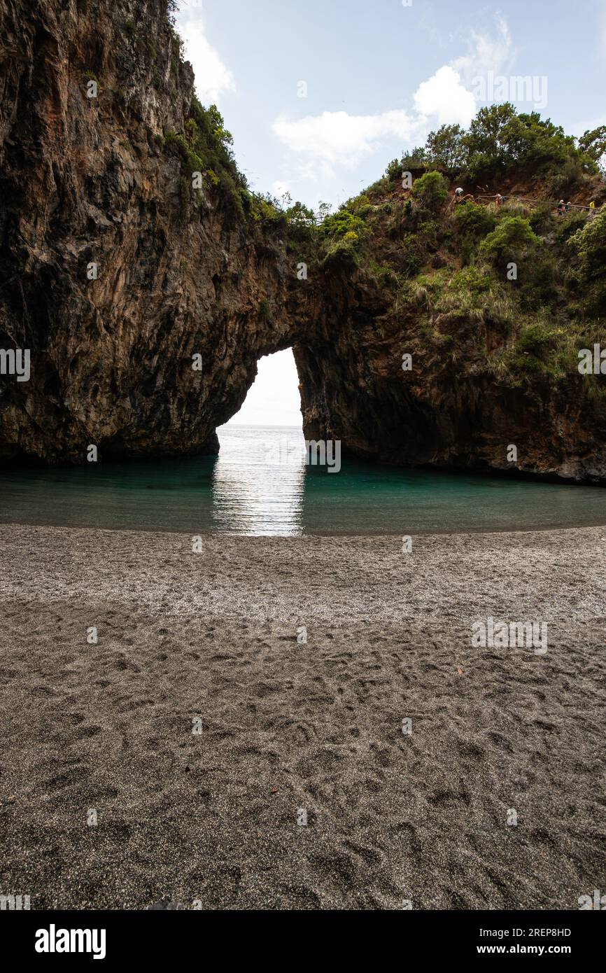 Beautiful hidden beach. The Saraceno grotto is on the seafront Salerno ...