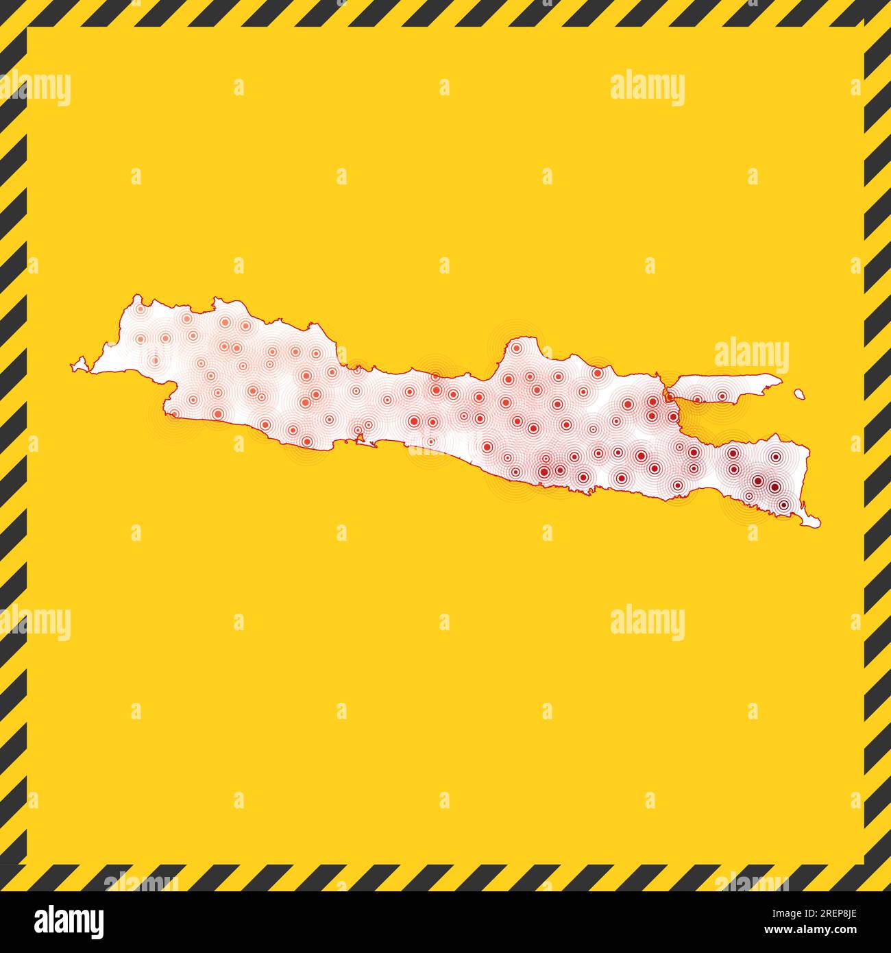 Java closed - virus danger sign. Lock down island icon. Black striped ...