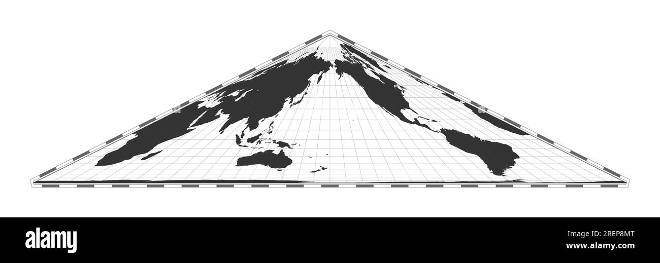 Vector world map. Collignon equal-area pseudocylindrical projection ...