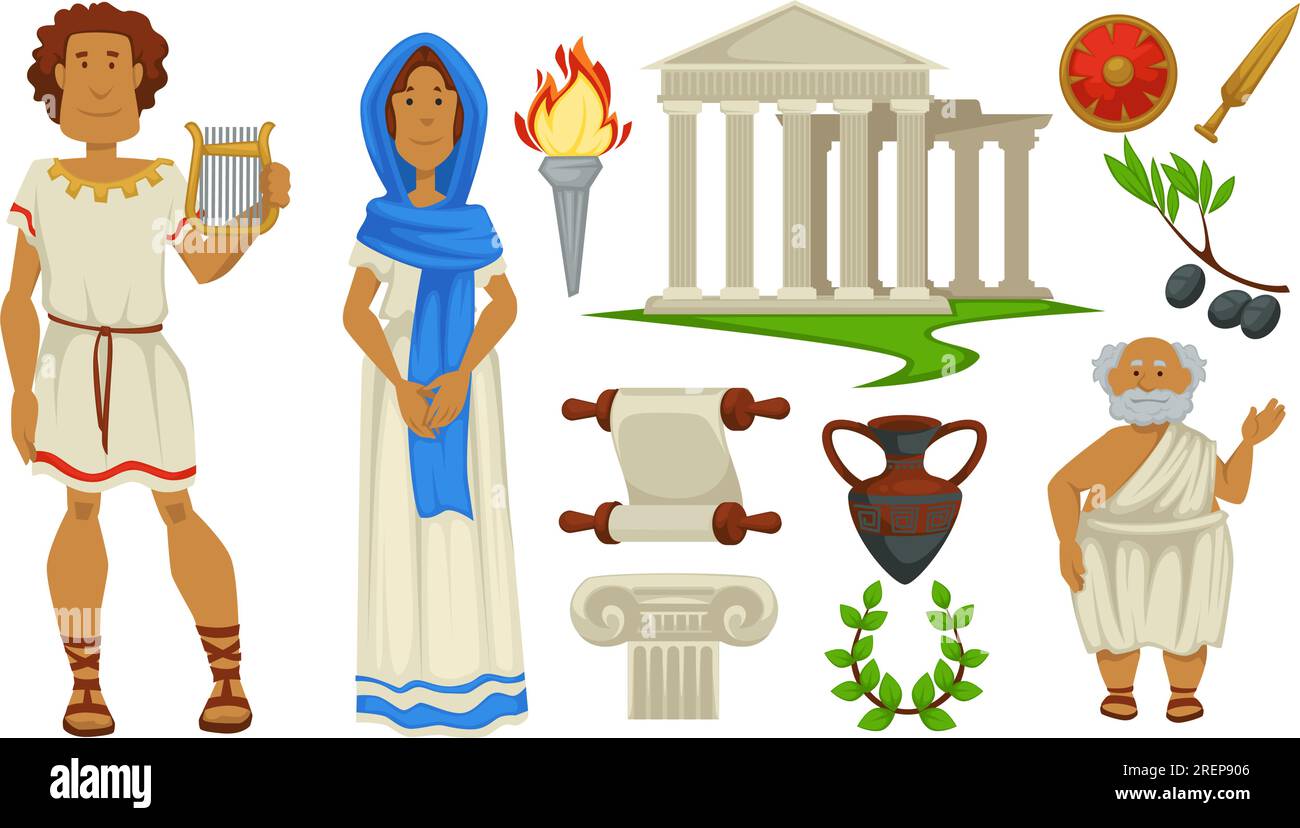 Ancient greece culture, clothes and architecture Stock Vector Image ...