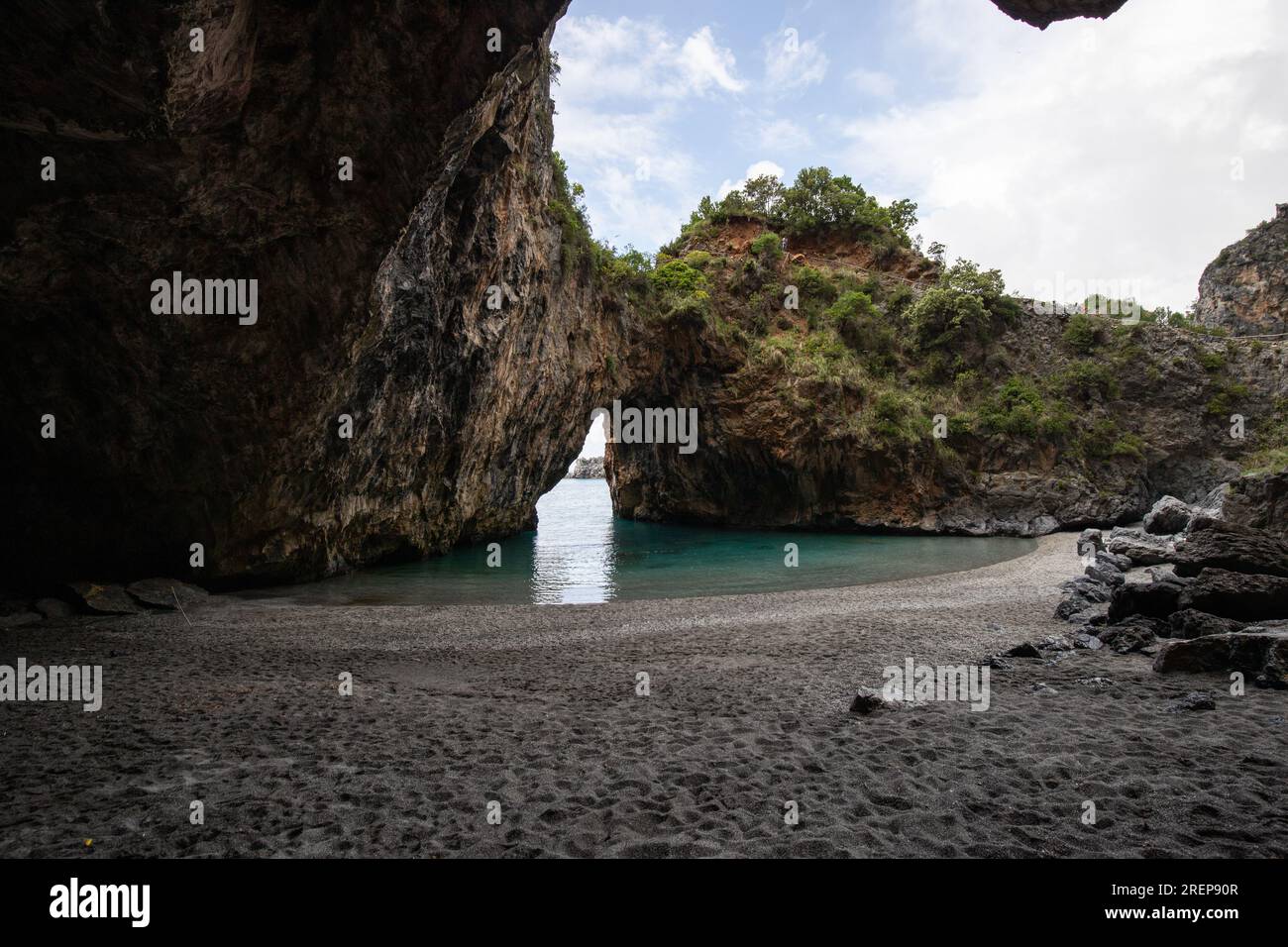 Beautiful hidden beach. The Saraceno grotto is on the seafront Salerno ...
