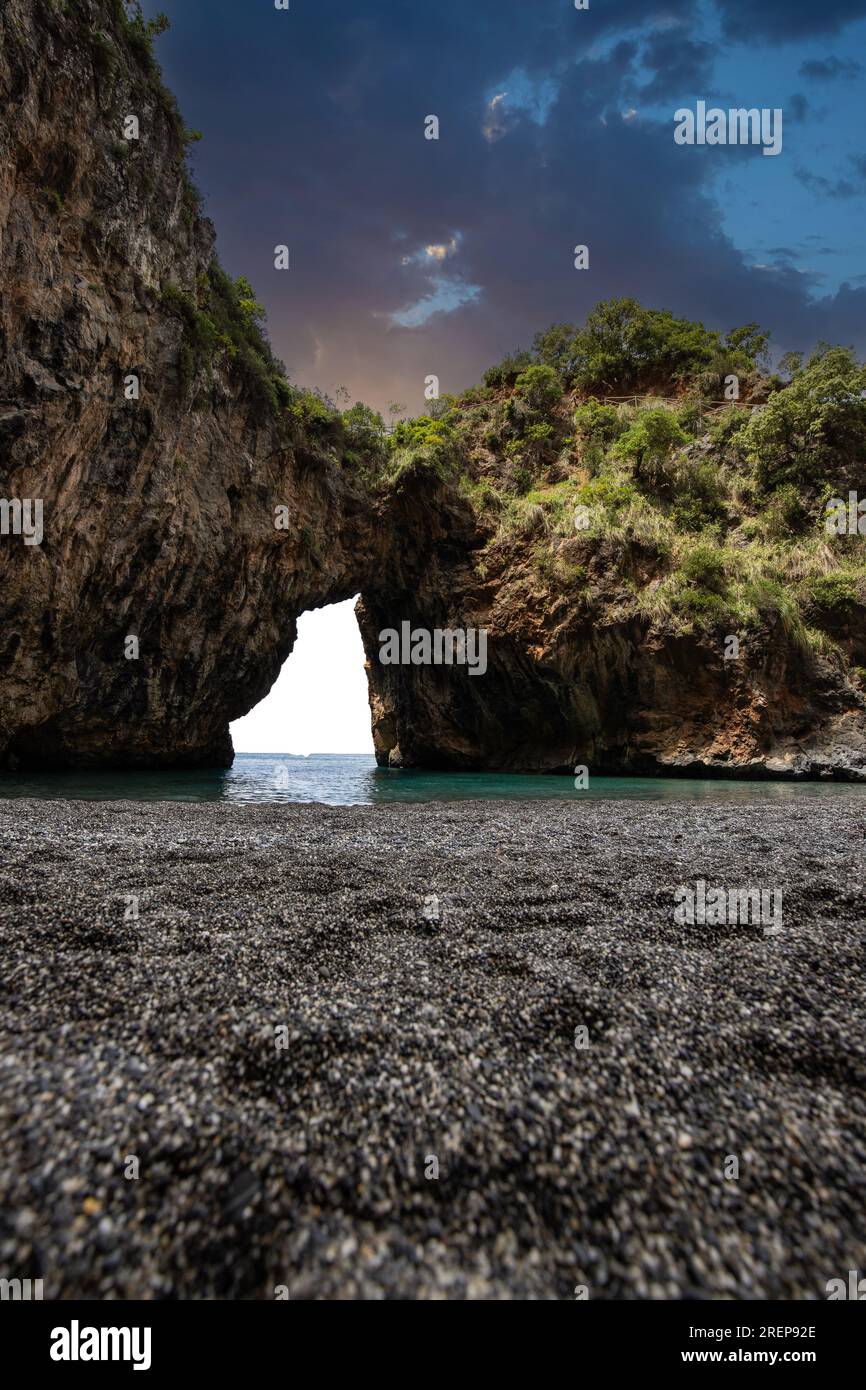 Beautiful hidden beach. The Saraceno grotto is on the seafront Salerno ...