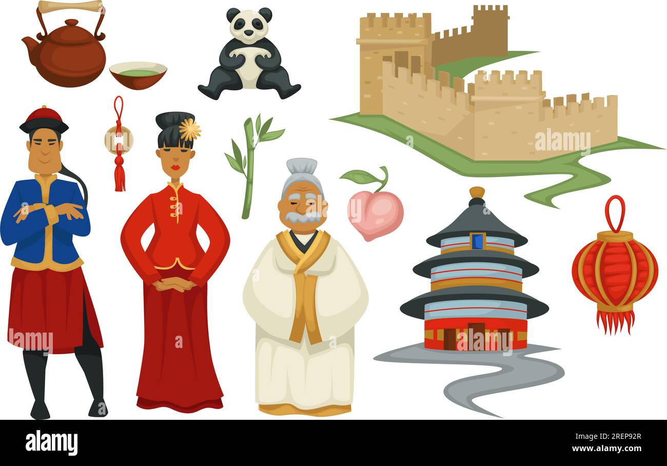 Chinese culture and landmarks architecture vector Stock Vector Image ...