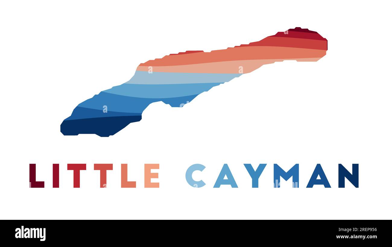 Little Cayman map. Map of the island with beautiful geometric waves in ...