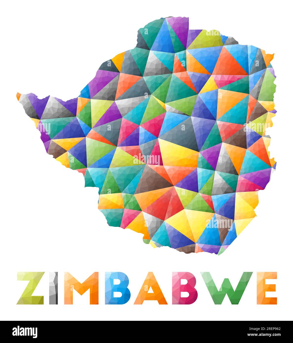 Zimbabwe - colorful low poly country shape. Multicolor geometric ...