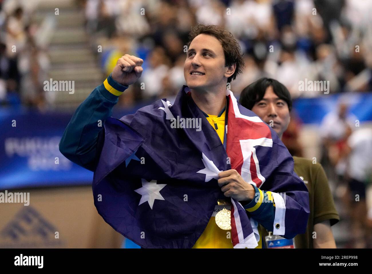 Gold medalists Cameron McEvoy of Australia celebrates during the medal ...