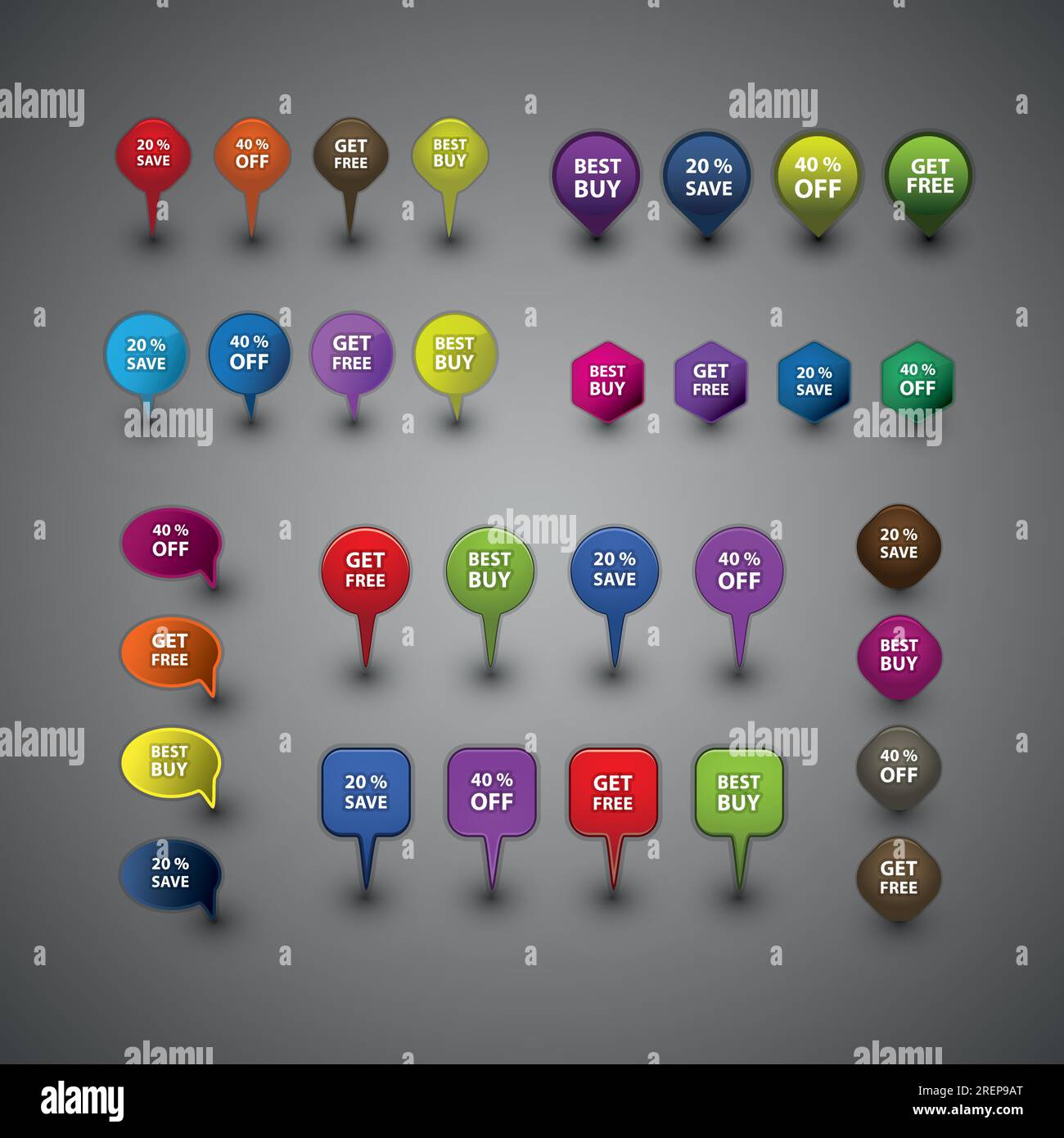 Set of 32 Map Signs - Colorful Clipart Collection Stock Vector Image ...