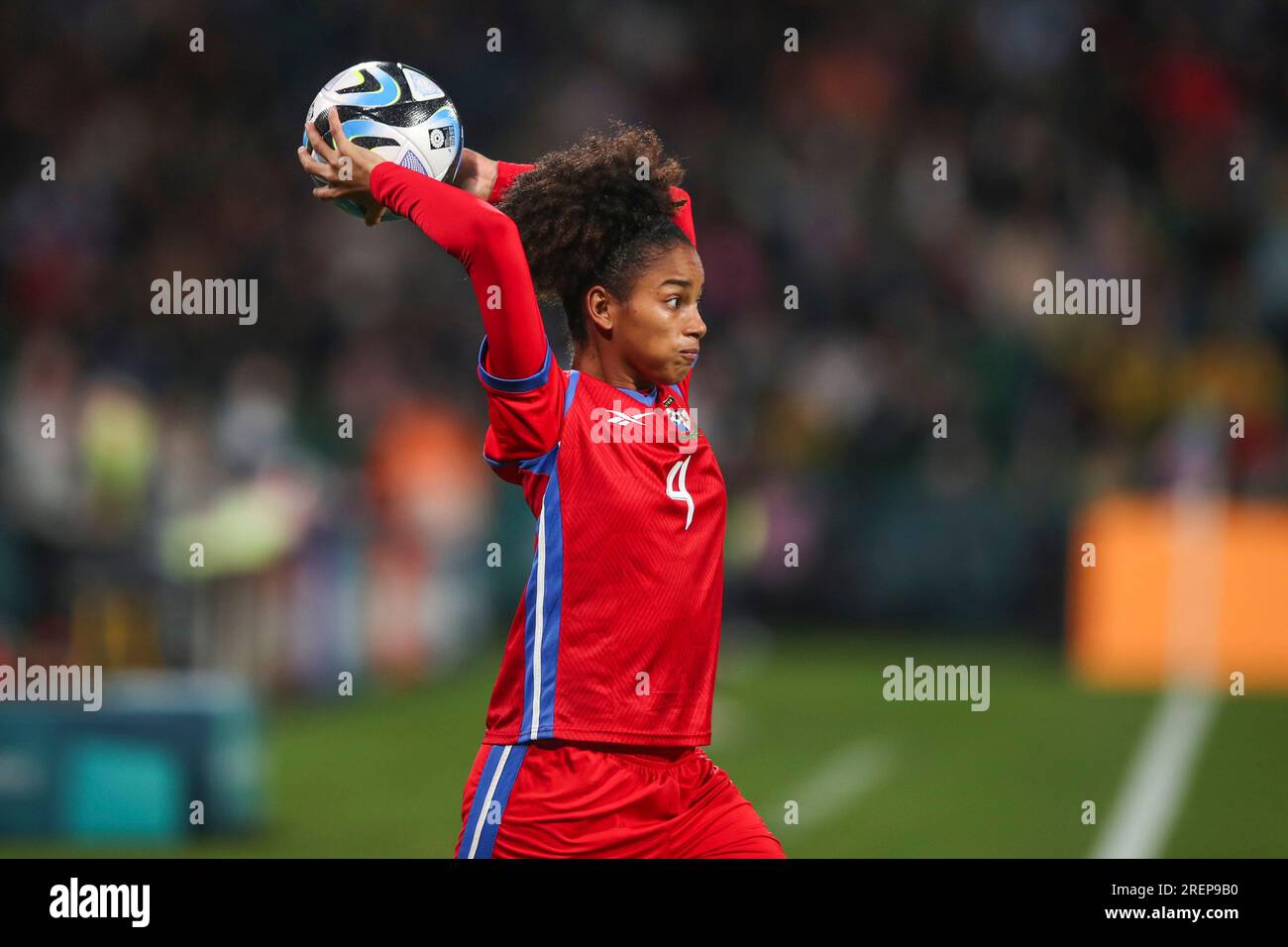 Panama's Katherine Castillo throws the ball in during the Women's World ...