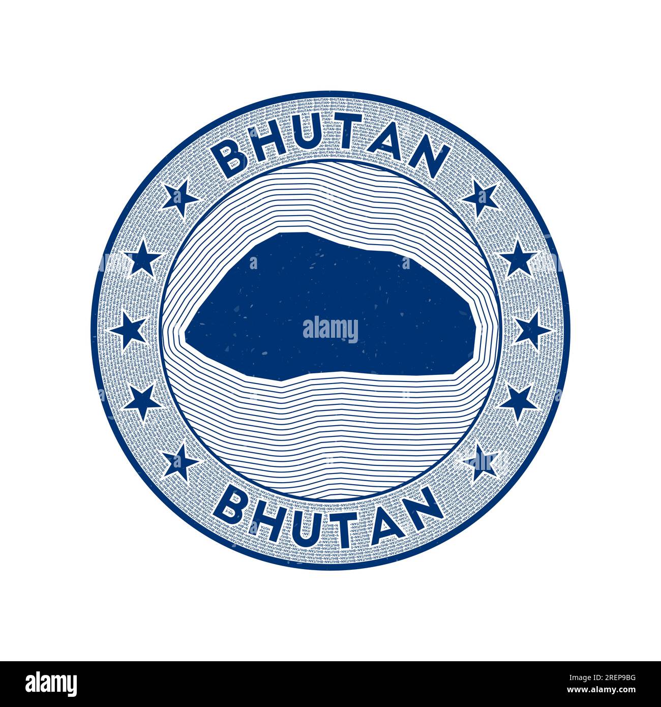 Bhutan round badge vector. Country round stamp with shape of Bhutan ...