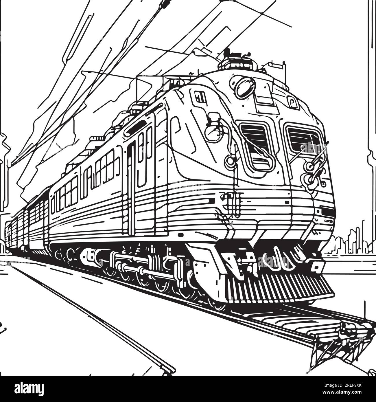 Electric Train Clipart Black And White