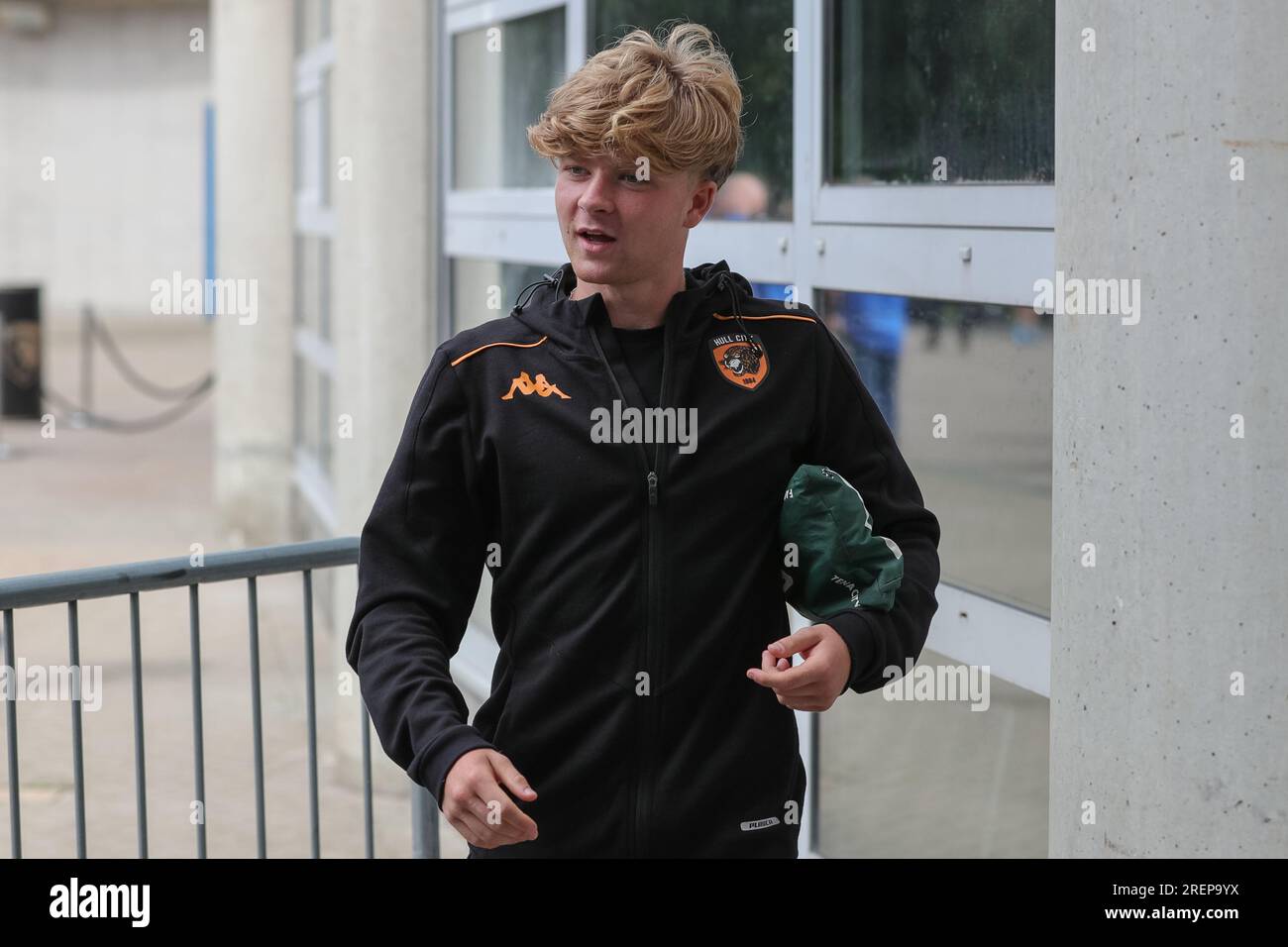 Harry Vaughan #14 of Hull City arrives at The MKM Stadium ahead of the ...