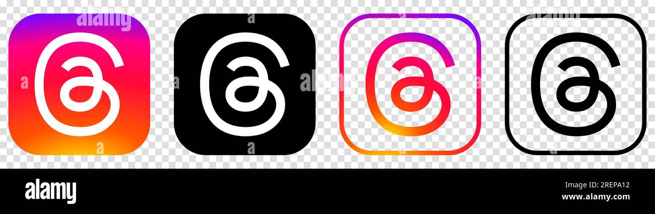 Threads logos set. Black and Instagram color icons. Editorial ...
