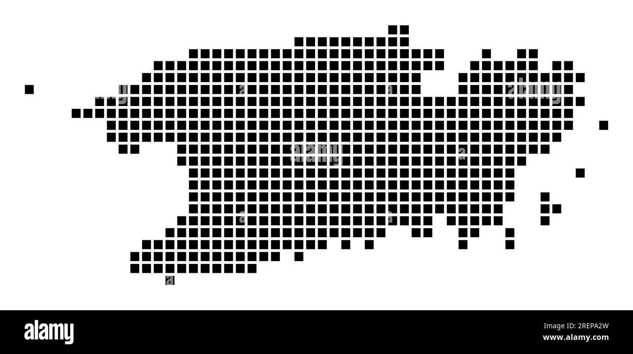 Vis map. Map of Vis in dotted style. Borders of the island filled with ...