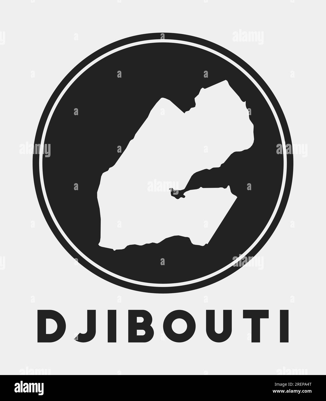 Djibouti icon. Round logo with country map and title. Stylish Djibouti ...