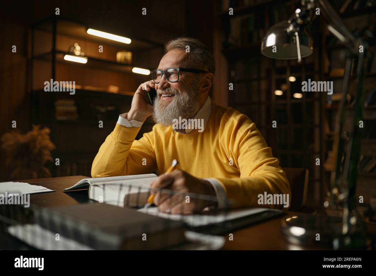 Joyful man grandfather talking hi-res stock photography and images - Alamy