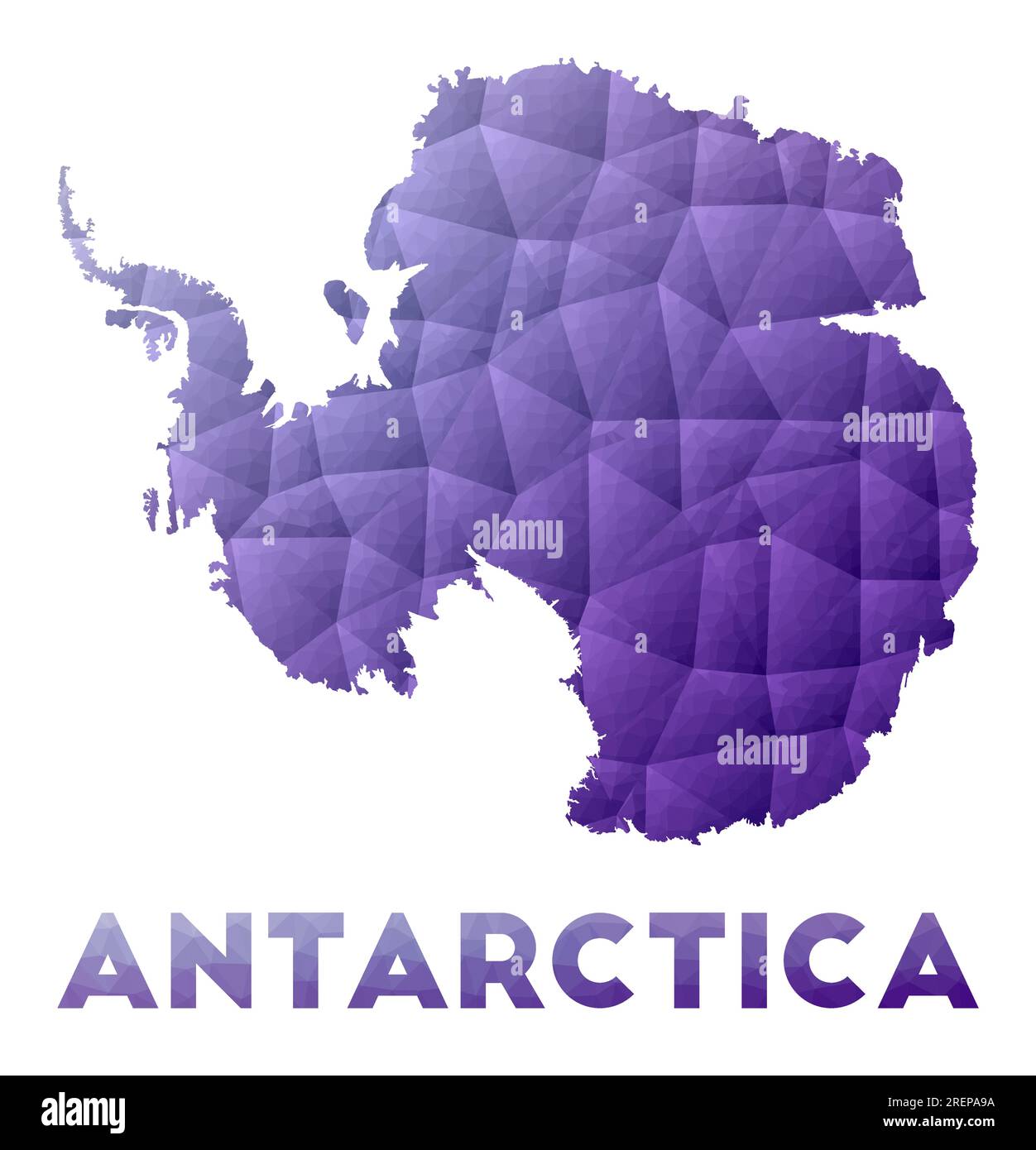 Map of Antarctica. Low poly illustration of the continent. Purple geometric design. Polygonal ...