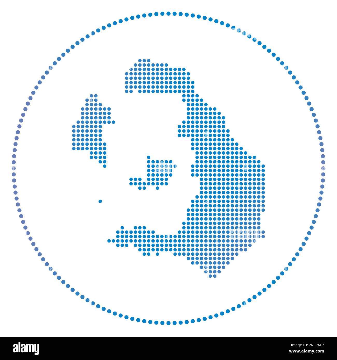 Santorini digital badge. Dotted style map of Santorini in circle. Tech ...
