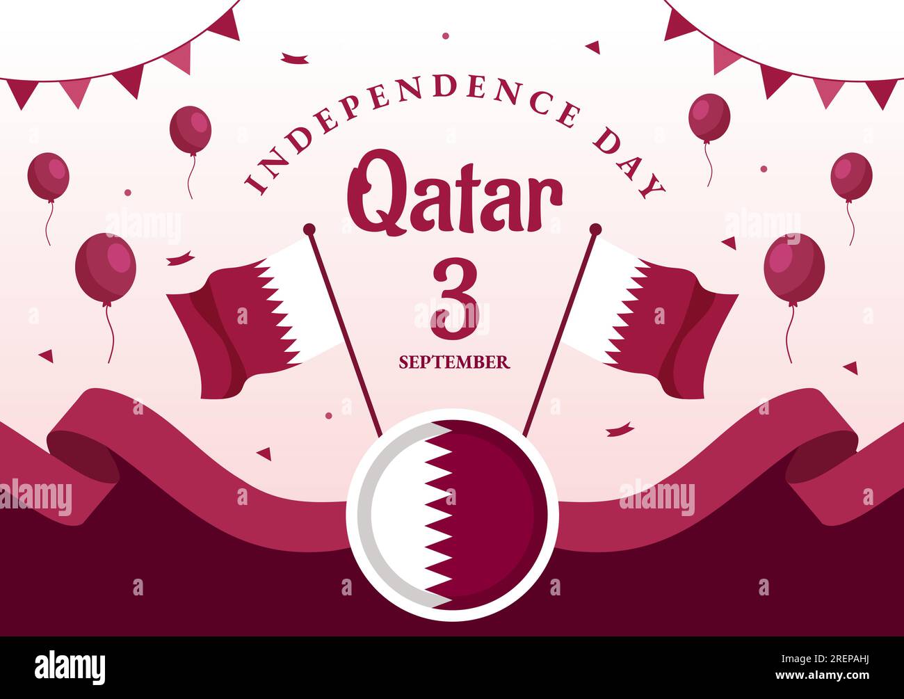 Happy Qatar Independence Day Vector Illustration on 3 September with ...