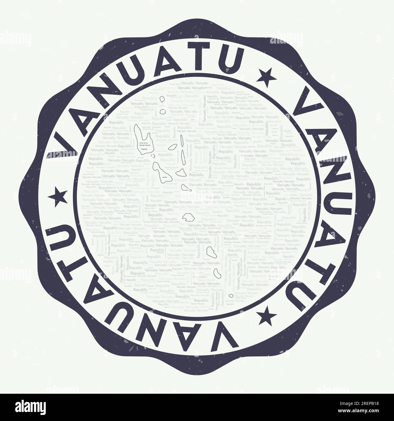 Vanuatu logo. Amazing country badge with word cloud in shape of Vanuatu ...