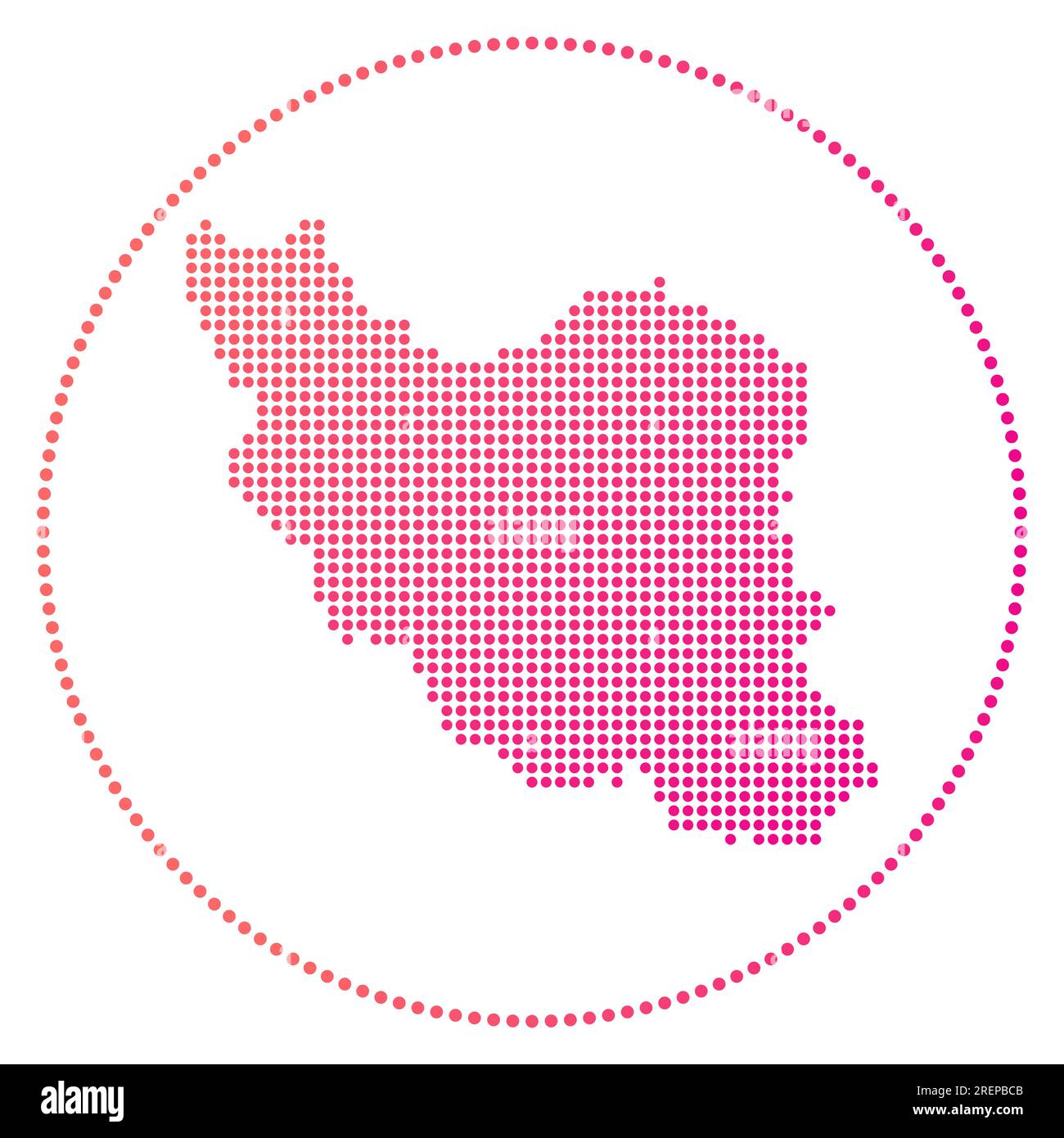 Iran Digital Badge Dotted Style Map Of Iran In Circle Tech Icon Of
