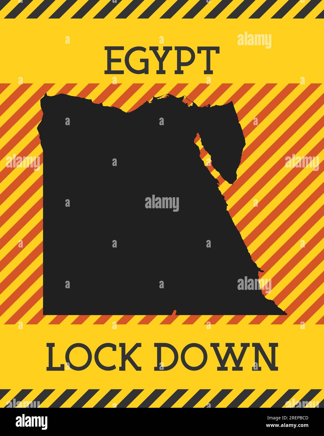 Egypt Lockdown Sign. Yellow country pandemic danger icon. Vector ...