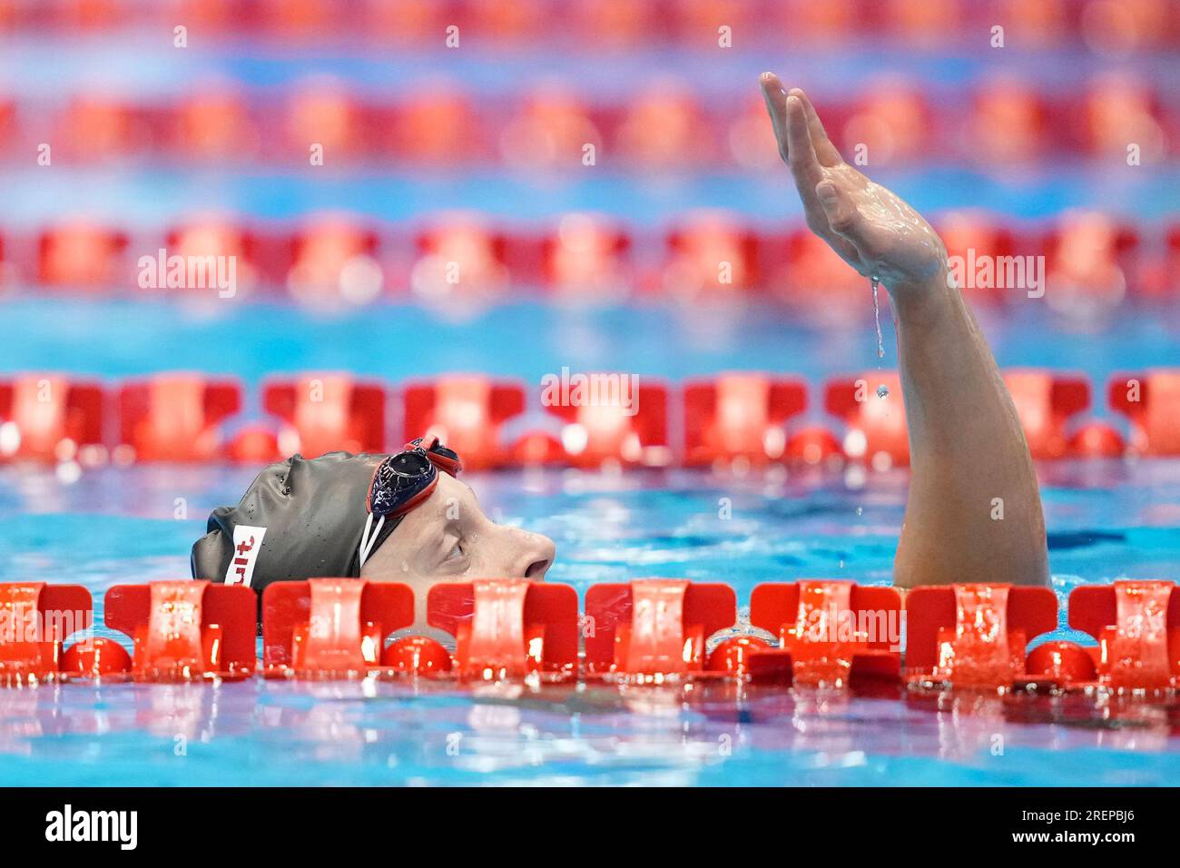 Katie Ledecky of the U.S. celebrates after winning the women's 800m ...