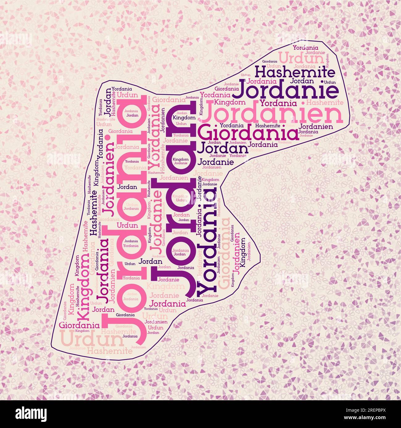 Jordan shape with country names word cloud in multiple languages ...