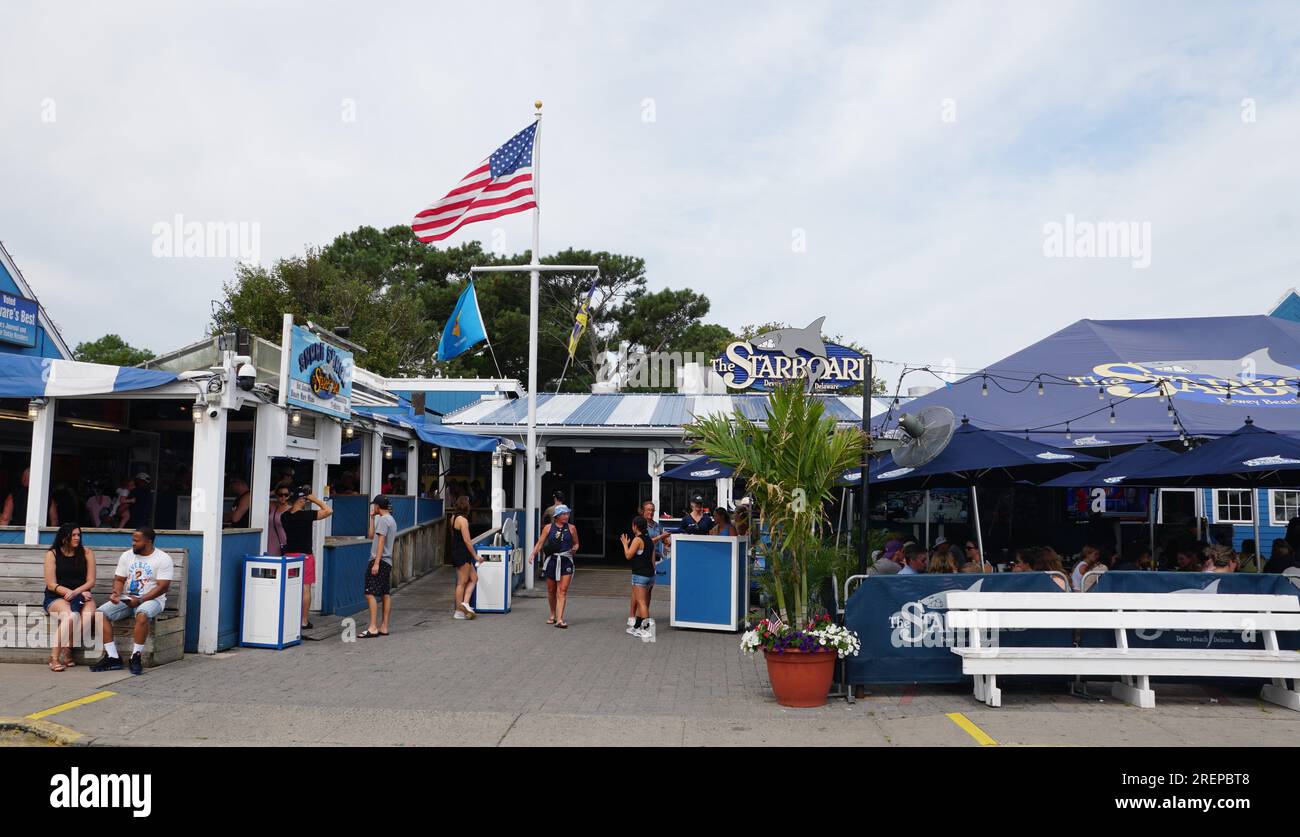 Dewey Beach, Delaware, U.S.A - July 4, 2023 - The front view of the famous Starboard restaurant ...