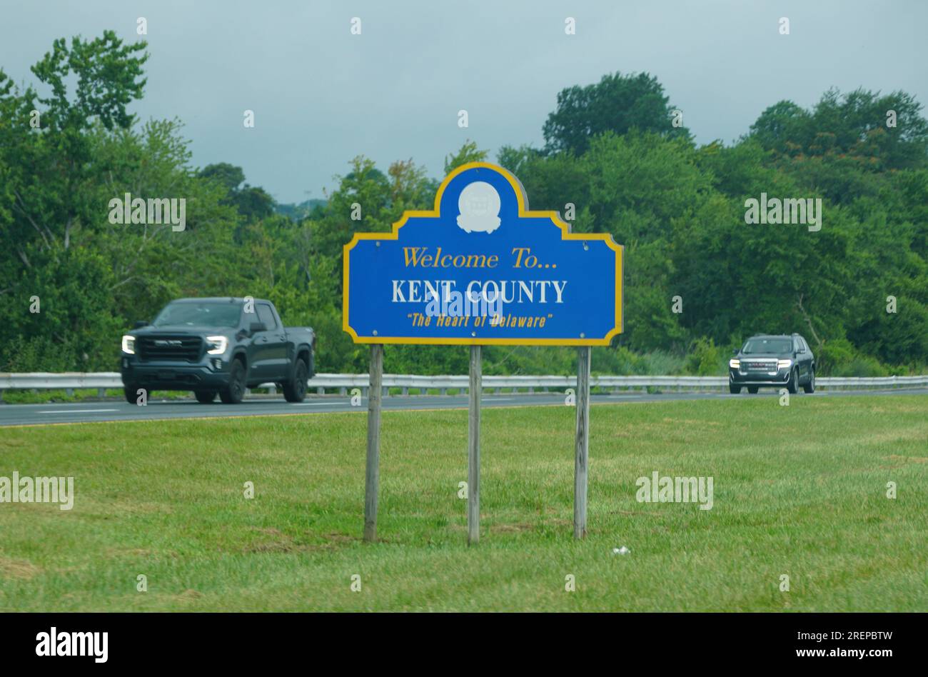 Dover, Delaware, U.S.A - July 8, 2023 - The official welcome sign into ...