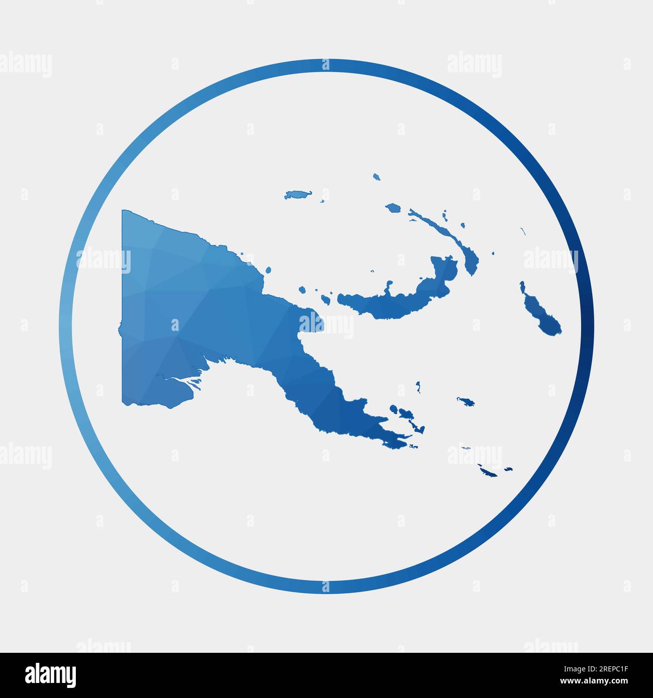 Papua New Guinea icon. Polygonal map of the country in gradient ring ...