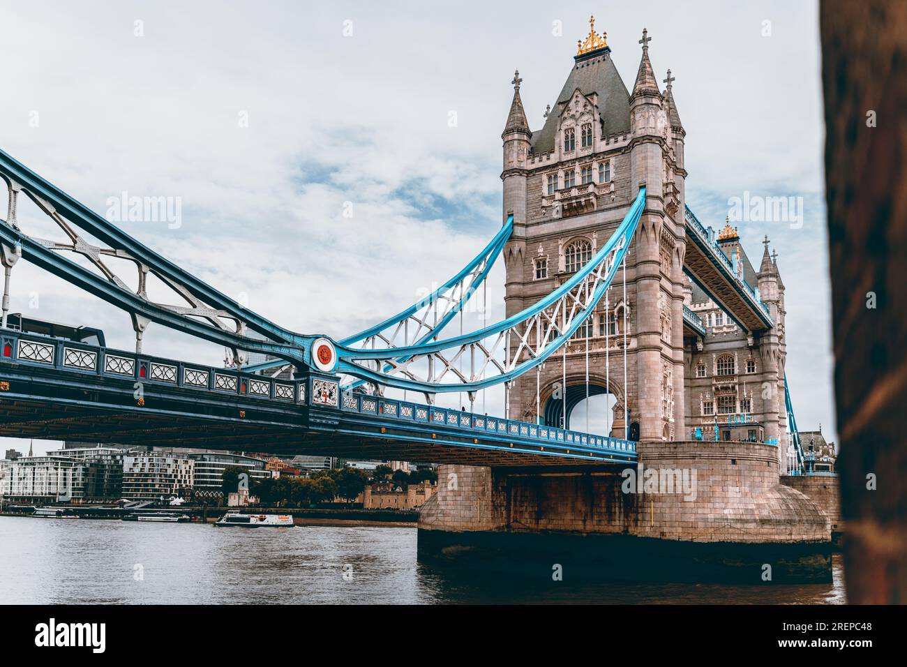 Londons most famous bridge with blue details Stock Photo - Alamy
