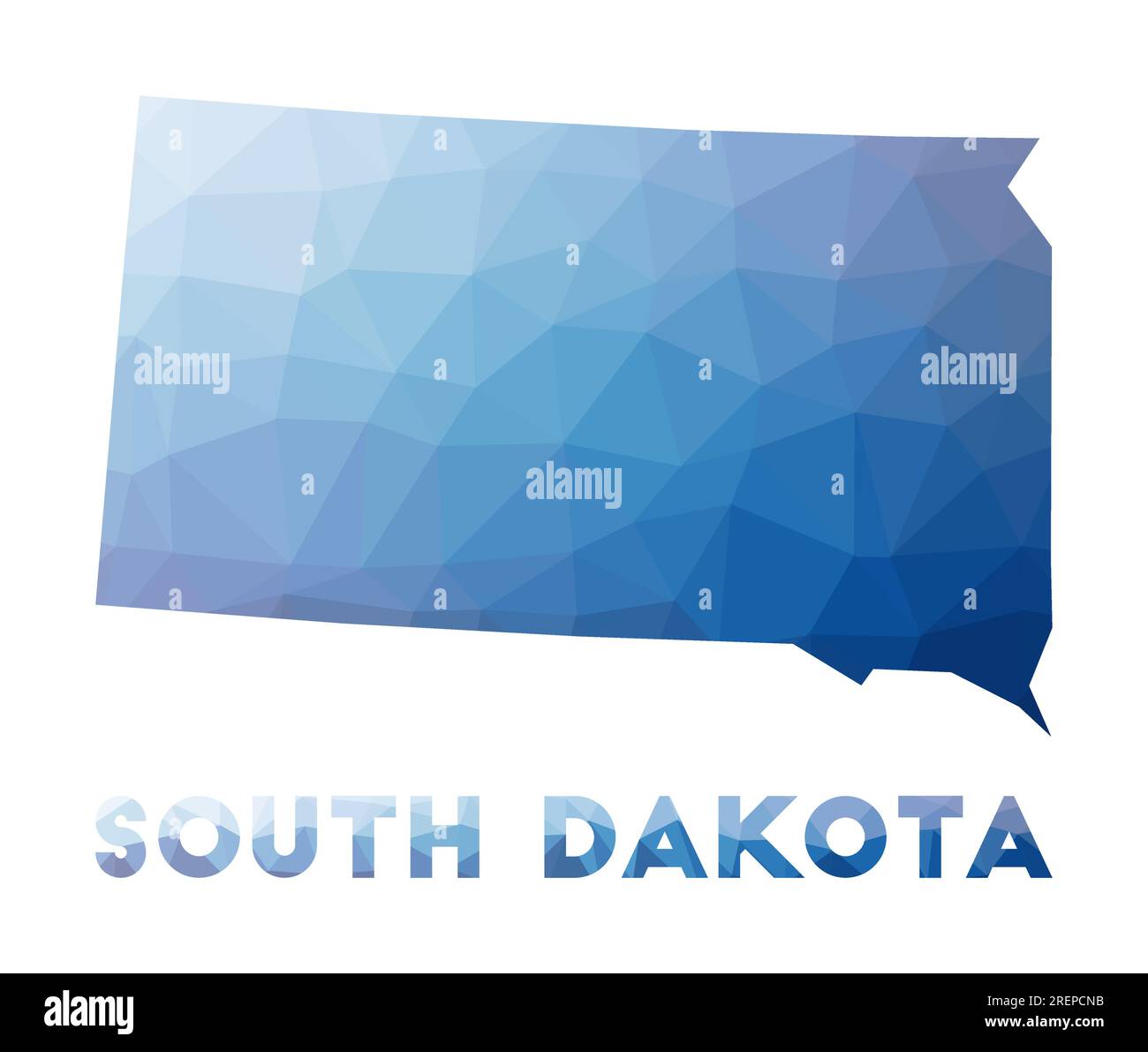 Low poly map of South Dakota. Geometric illustration of the US state ...